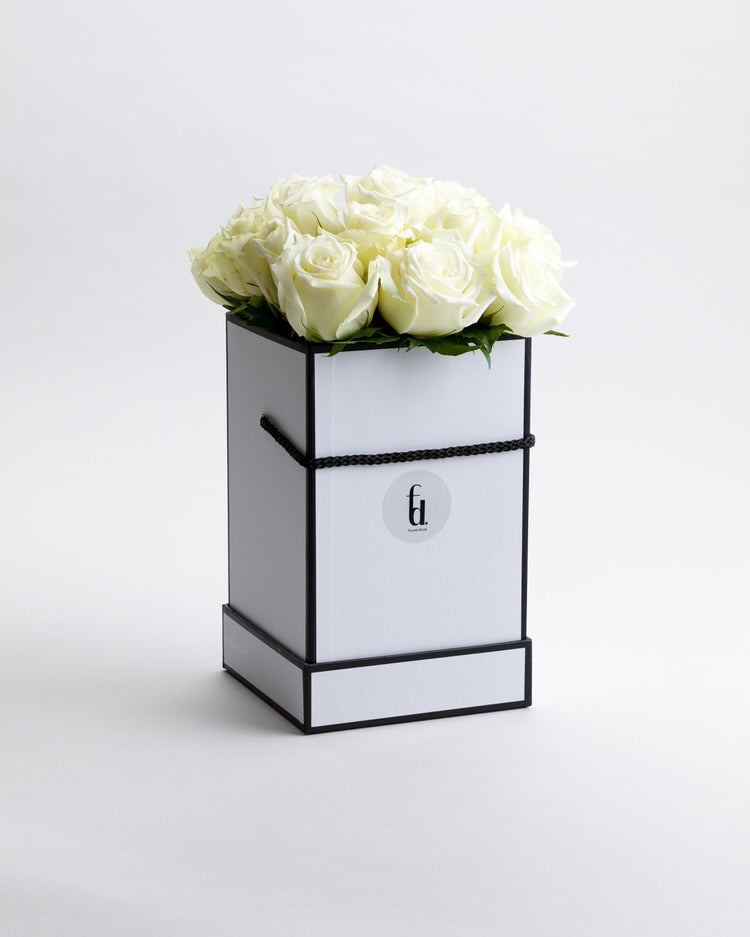 White Rose Box Arrangement Melbourne | Elegant Sympathy Flowers ...
